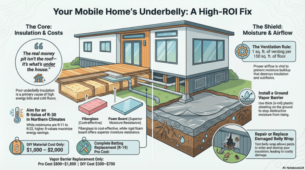 Mobile Home Underbelly Insulation & Skirting: Cost, R-Value, and ...