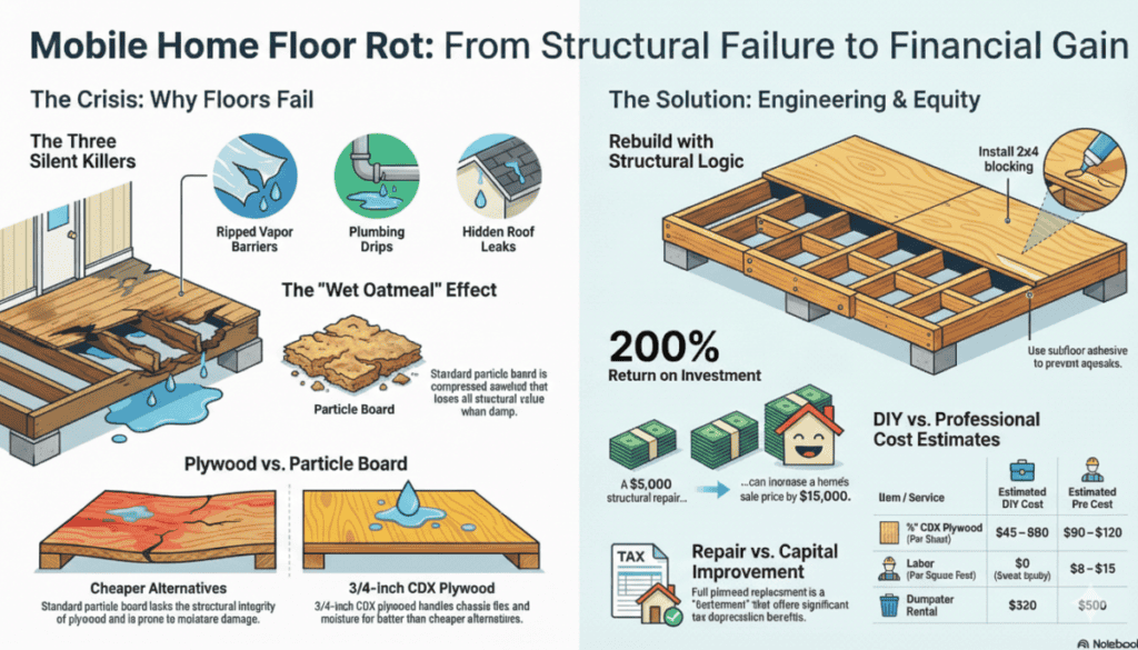 Mobile Home Floor Rot: Causes, Repair Options, and Costs